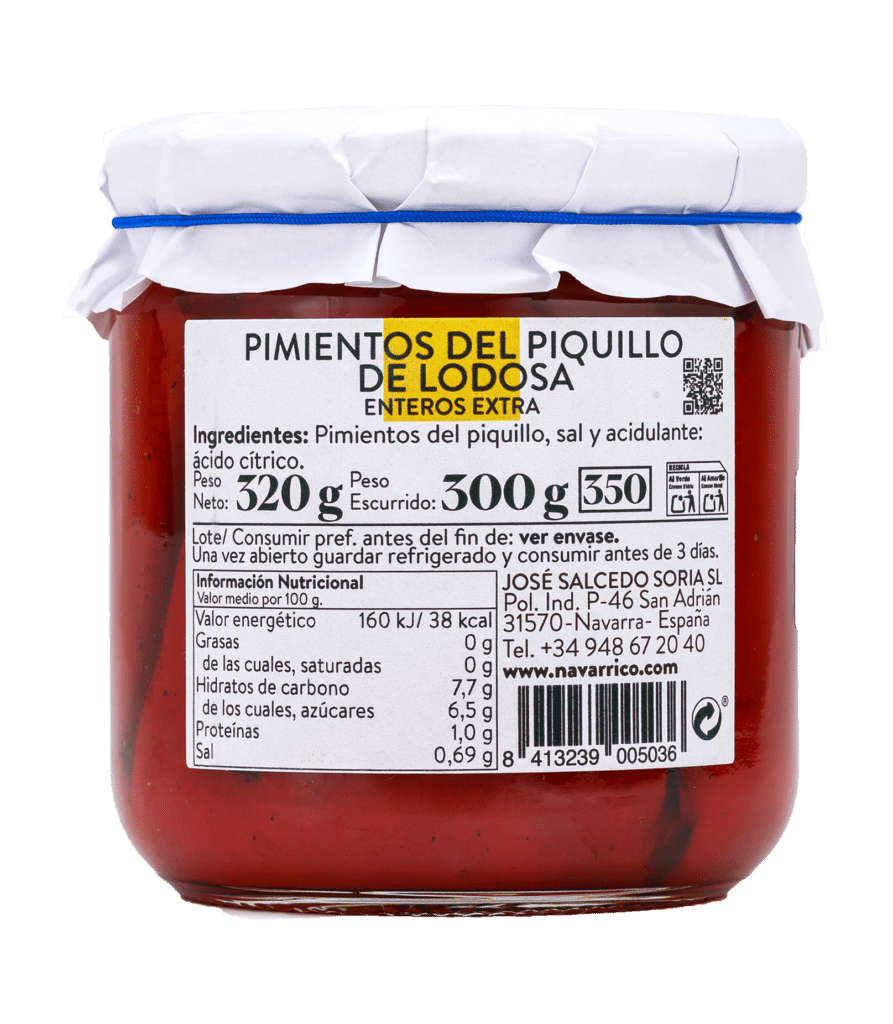 Whole Extra Piquillo Peppers from Lodosa - El Navarrico